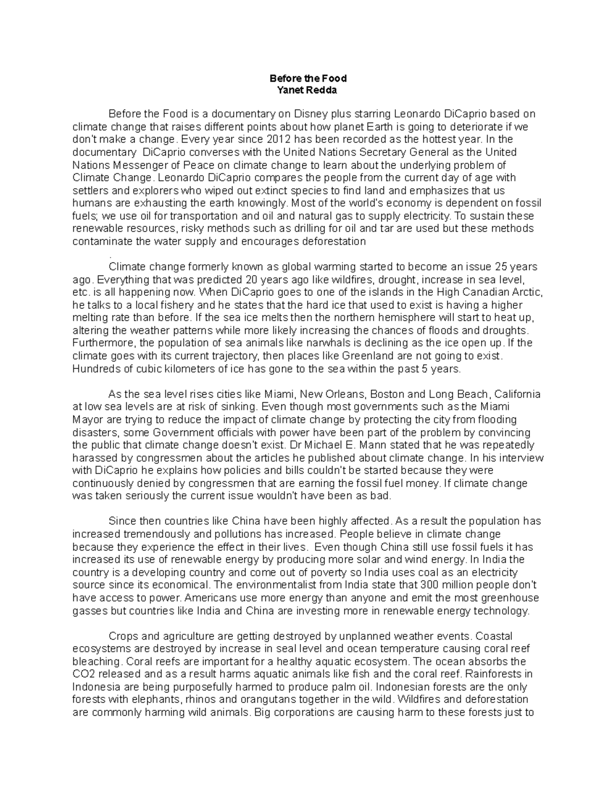 Climate change documentary - Before the Food Yanet Redda Before the ...