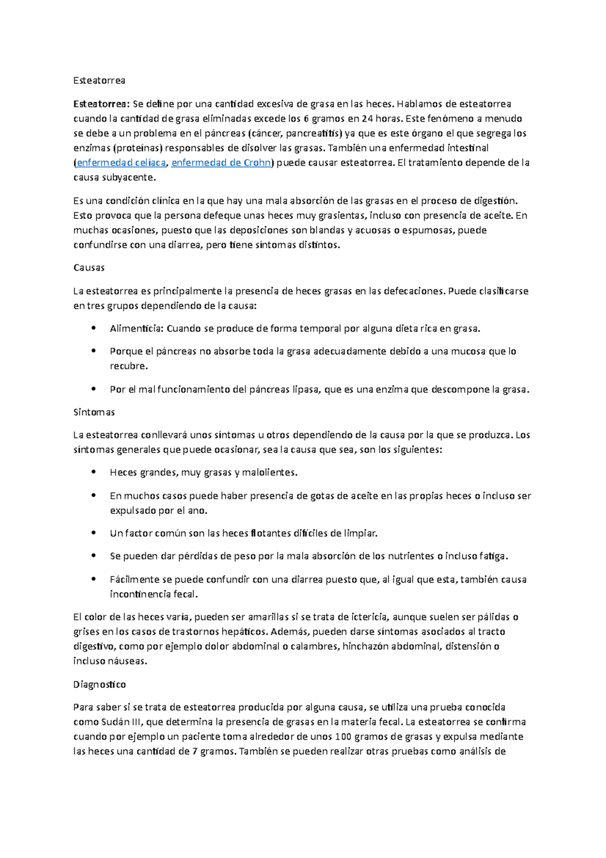 Esteatorrea - Esteatorrea Esteatorrea: Se define por una cantidad ...