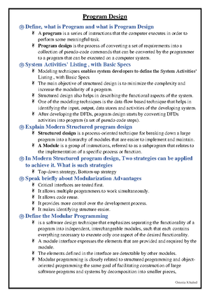 System design phase - concerns with technical solution Logical design ...