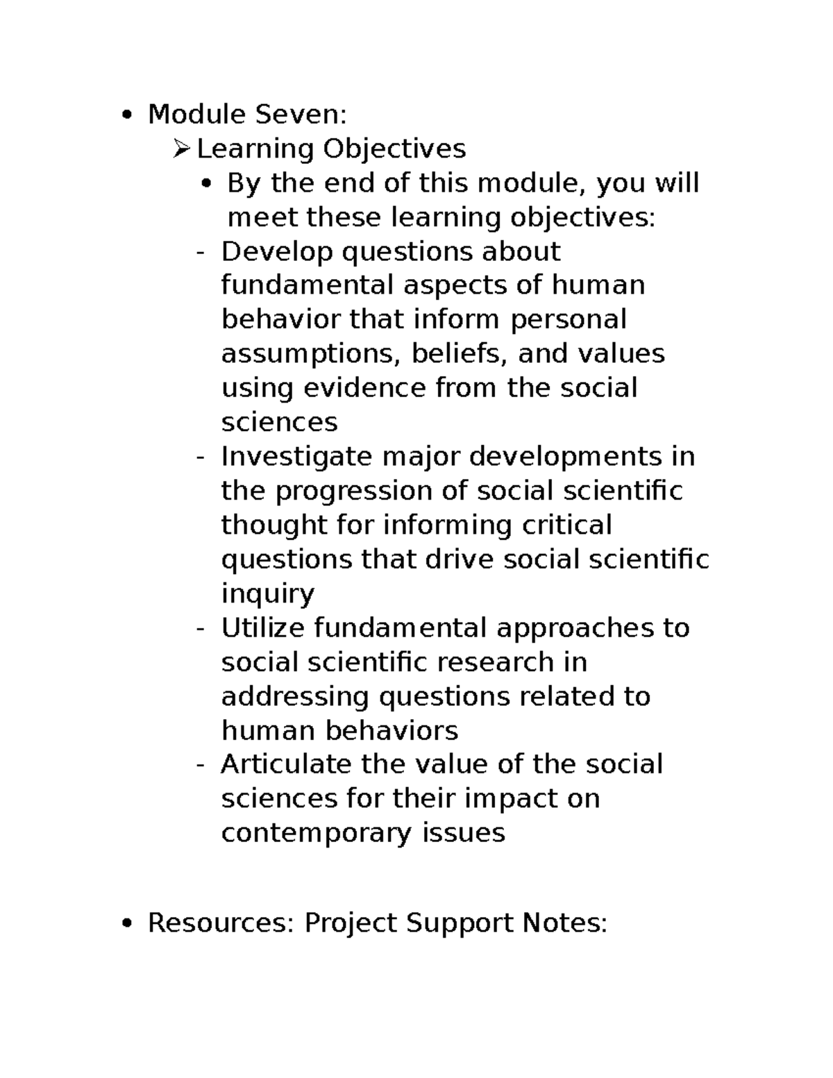 Module Seven of Perscpectives in social sciences - Module Seven ...