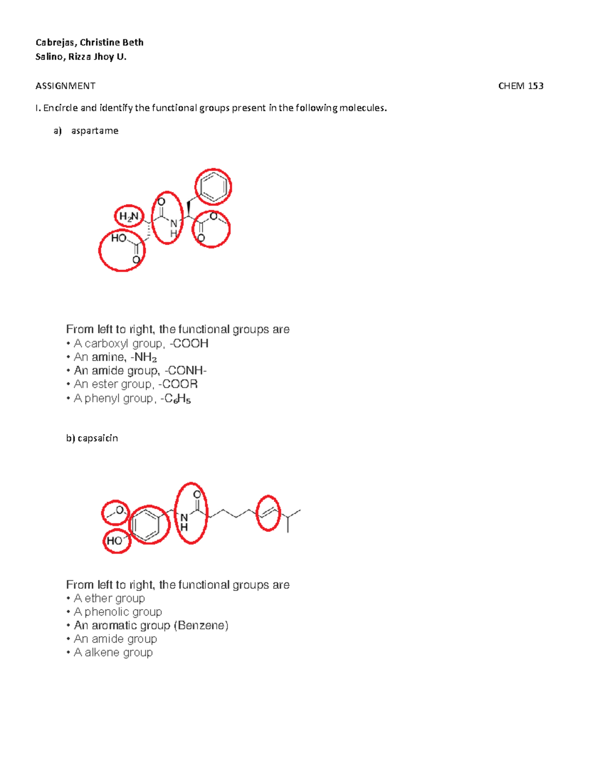 Assignment on Organic Reactions lecture 2 - Cabrejas, Christine Beth Salino, Rizza Jhoy U. - Studocu