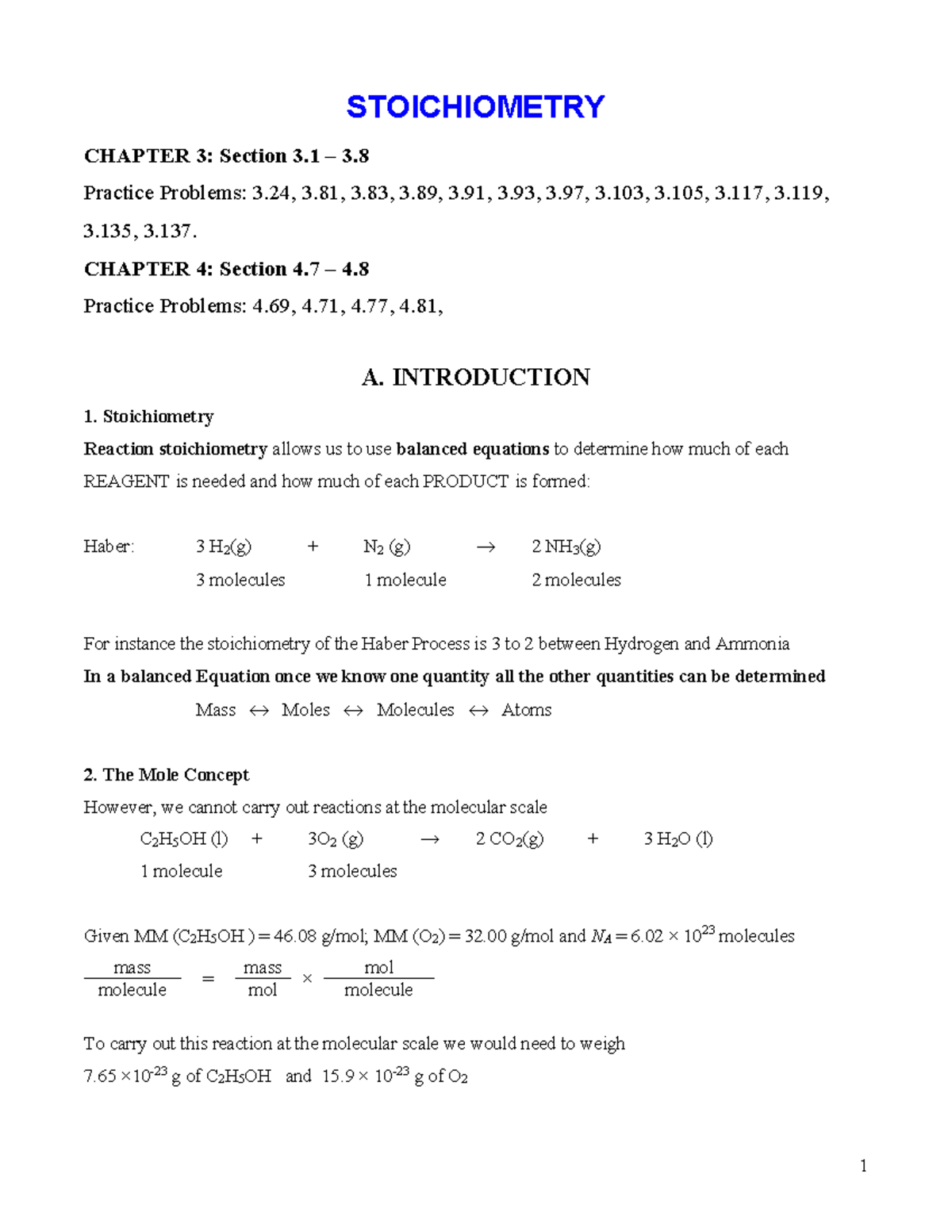 2. Stoichiometry And Chemical Reactions 2019 - STOICHIOMETRY CHAPTER 3 ...