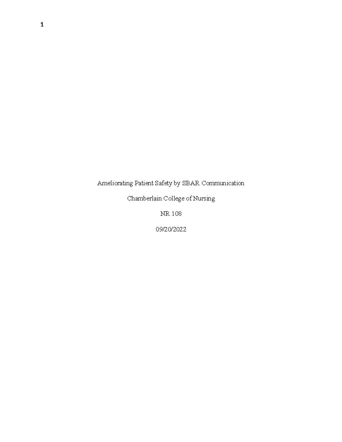 1Ameliorating Patient Safety by SBAR Communication - Ameliorating ...