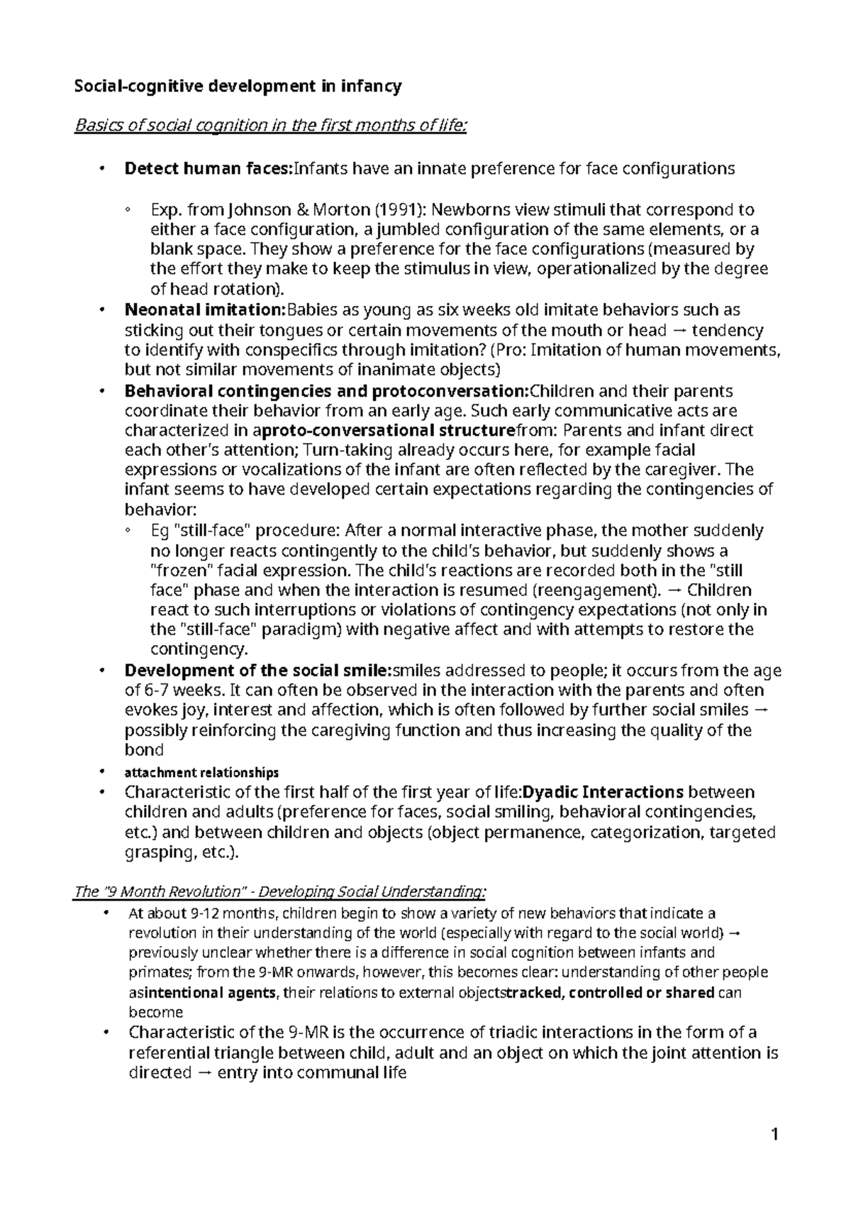 Dev Psych 4 - Social cognitive development in infancy - Social ...