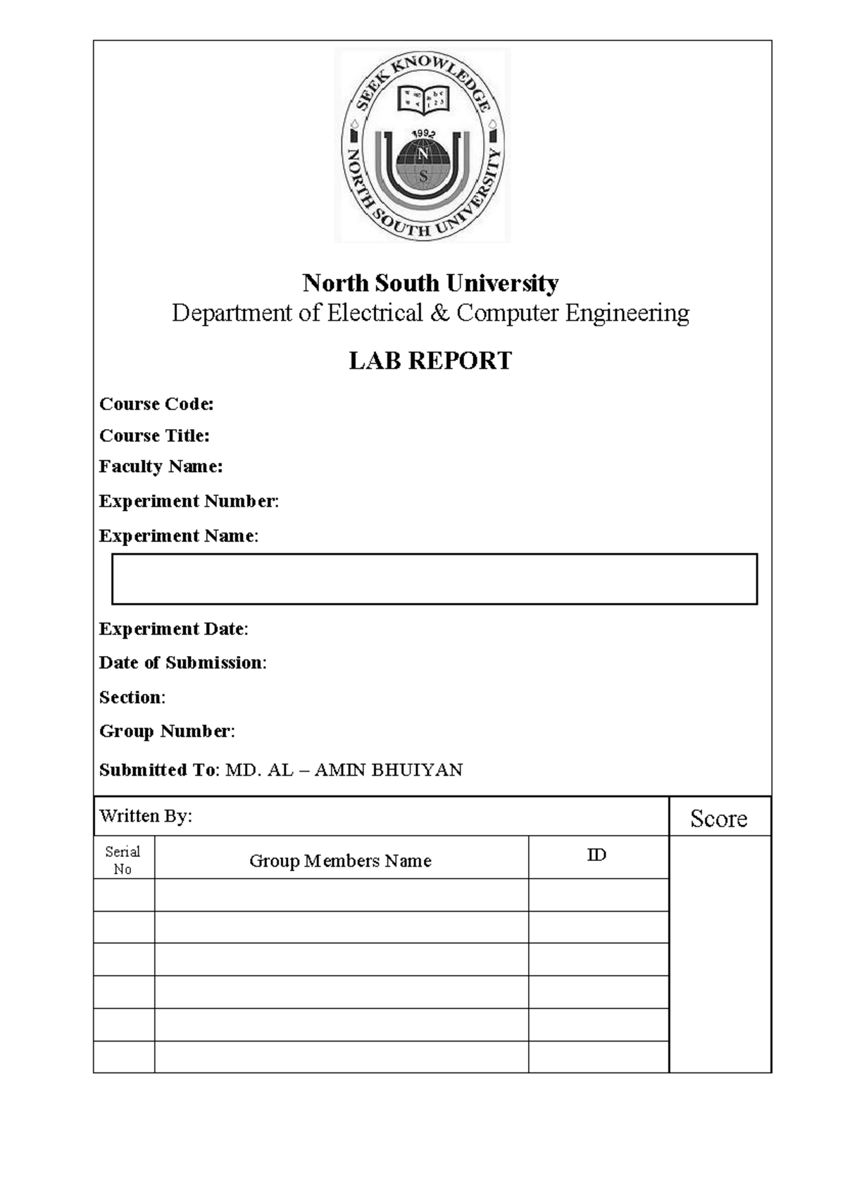 Standard LAB Cover PAGE - Anagolg Electronics - North South University ...