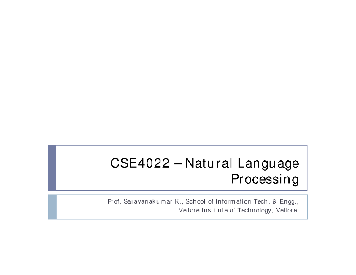 2-Introduction to NLP-02-Dec-2019 Material I 02-Dec-2019 CSE4022 Natural Language Processing ...