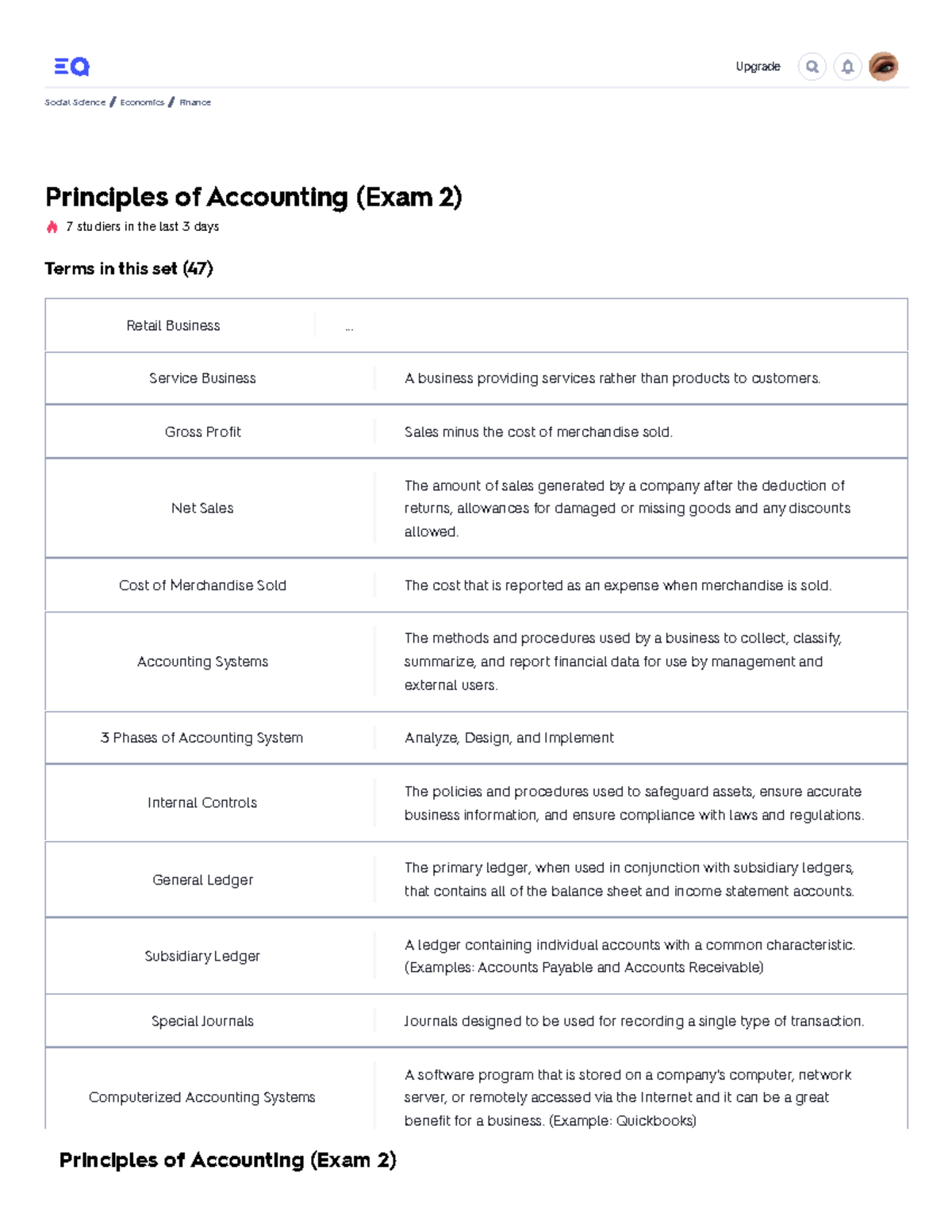 Principles of Accounting (Exam 2) - Upgrade Principles of Accounting ...