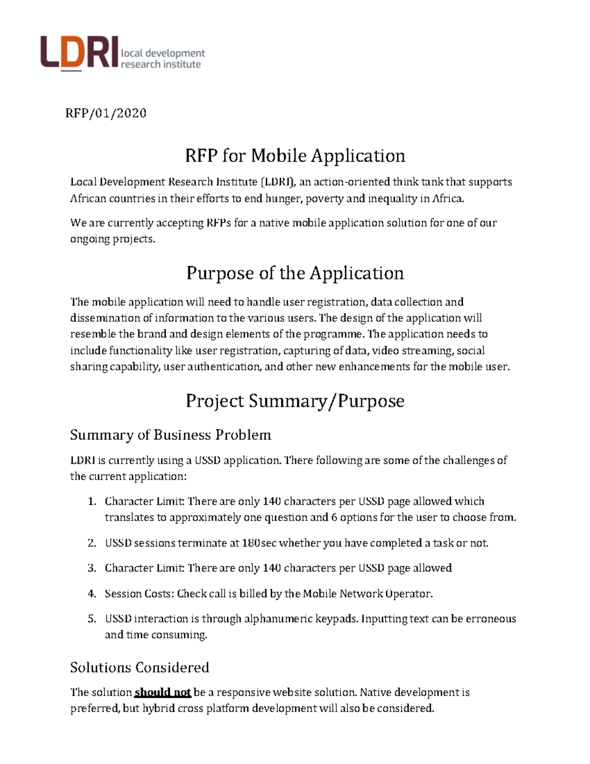 RFP-01-2020 Mobile Application - RFP/01/ RFP for Mobile Application ...