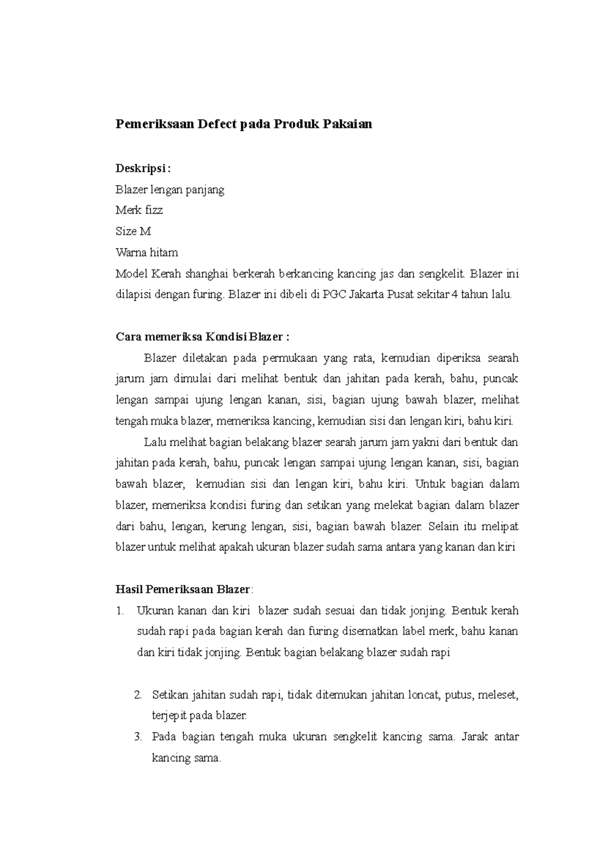 Quality Control Product - Pemeriksaan Defect pada Produk Pakaian ...