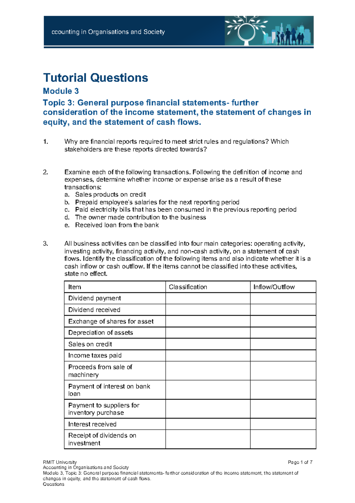 Module 3 topic 3 Tutorial Questions - RMIT University Page 1 of 7 ...