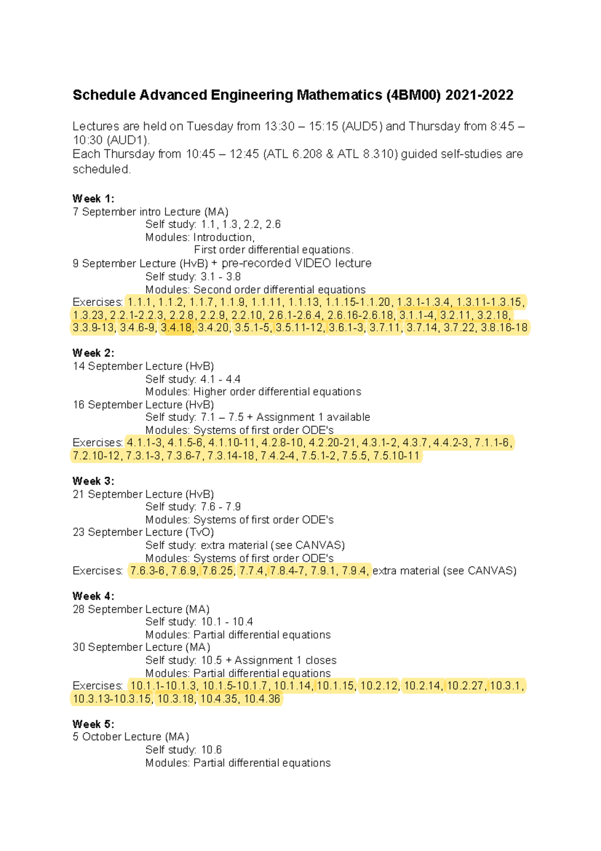 Schedule AEM 2021-2022 based on the newest version of Boyce' s Global ...