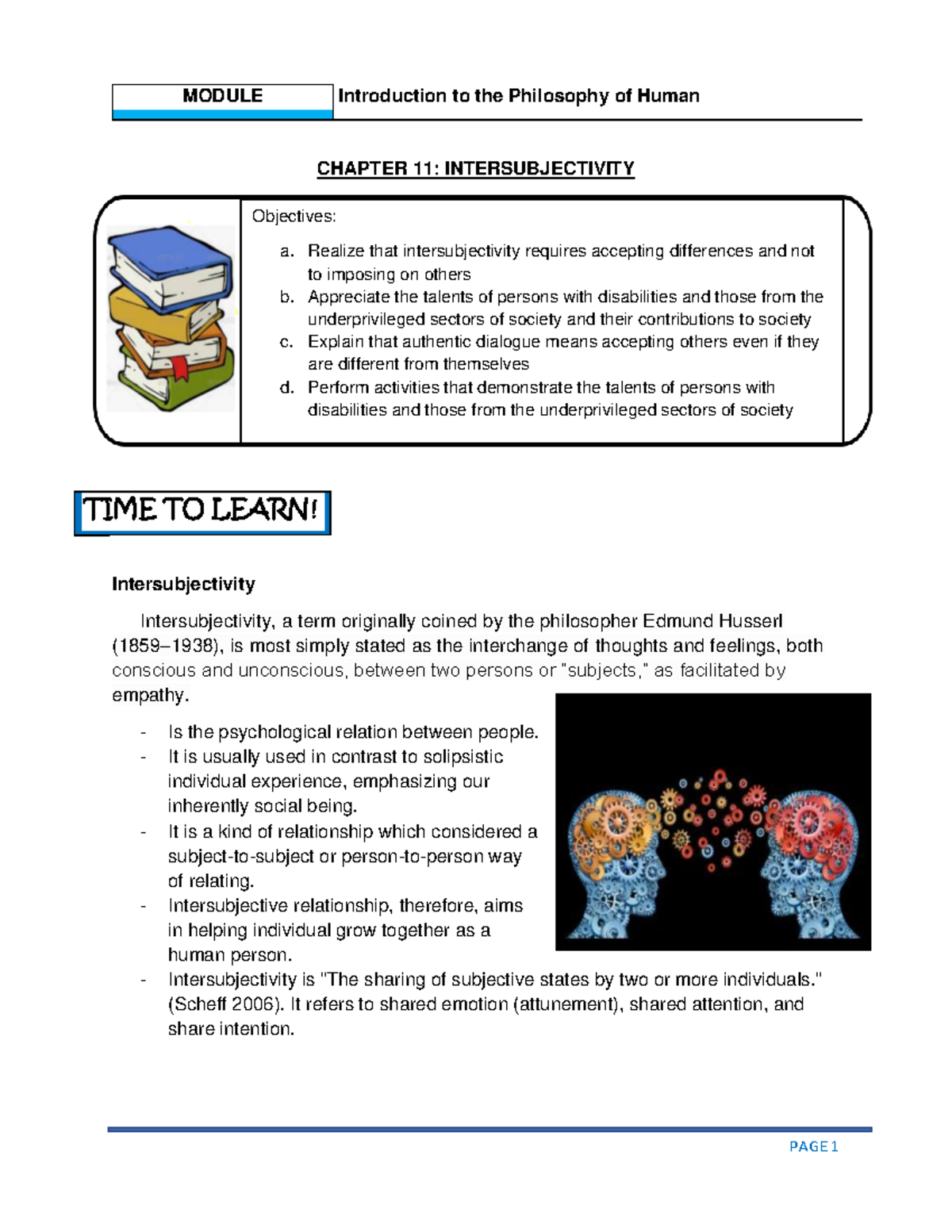 Chapter 11 Intersubjectivity - CHAPTER 11: INTERSUBJECTIVITY TIME TO ...