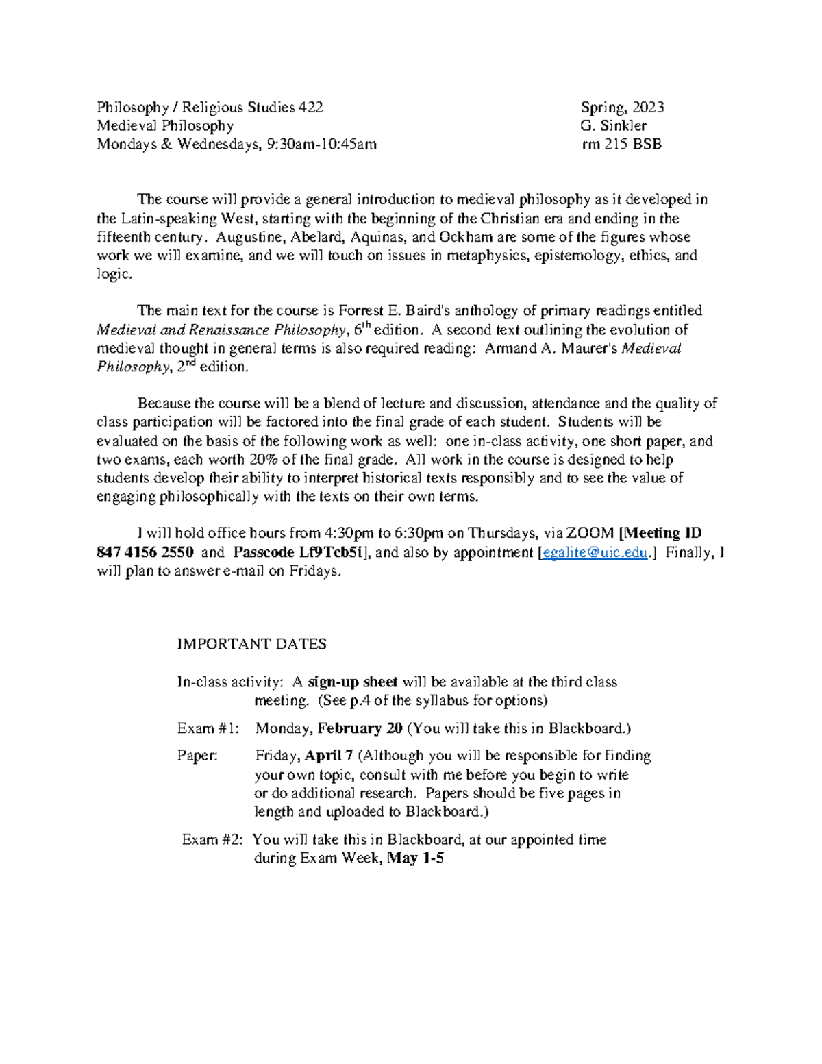 PHIL 422 Syllabus - Philosophy / Religious Studies 422 Spring, 2023 ...