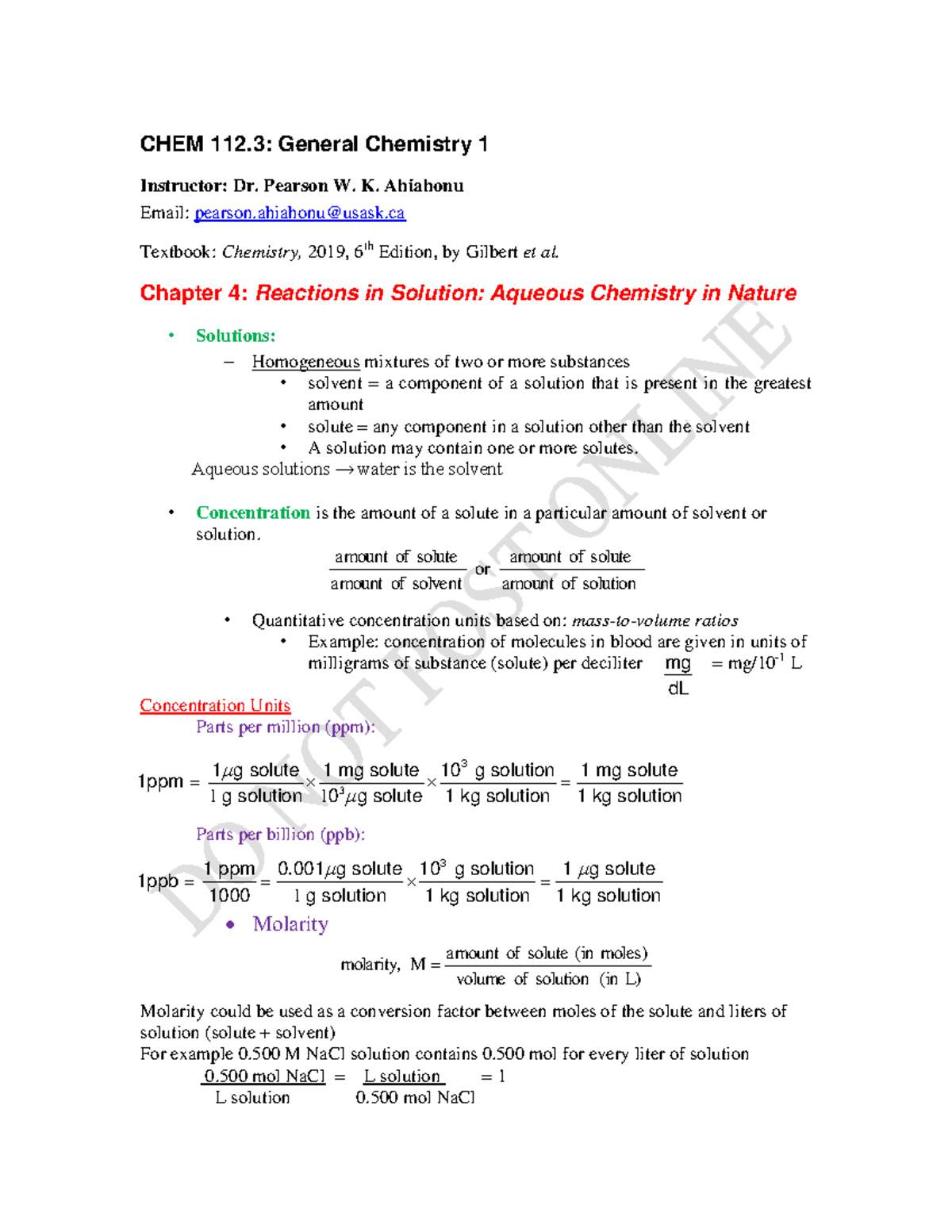 Chem+112 Chapters+4+and+15 Students - CHEM 112: General Chemistry 1 ...