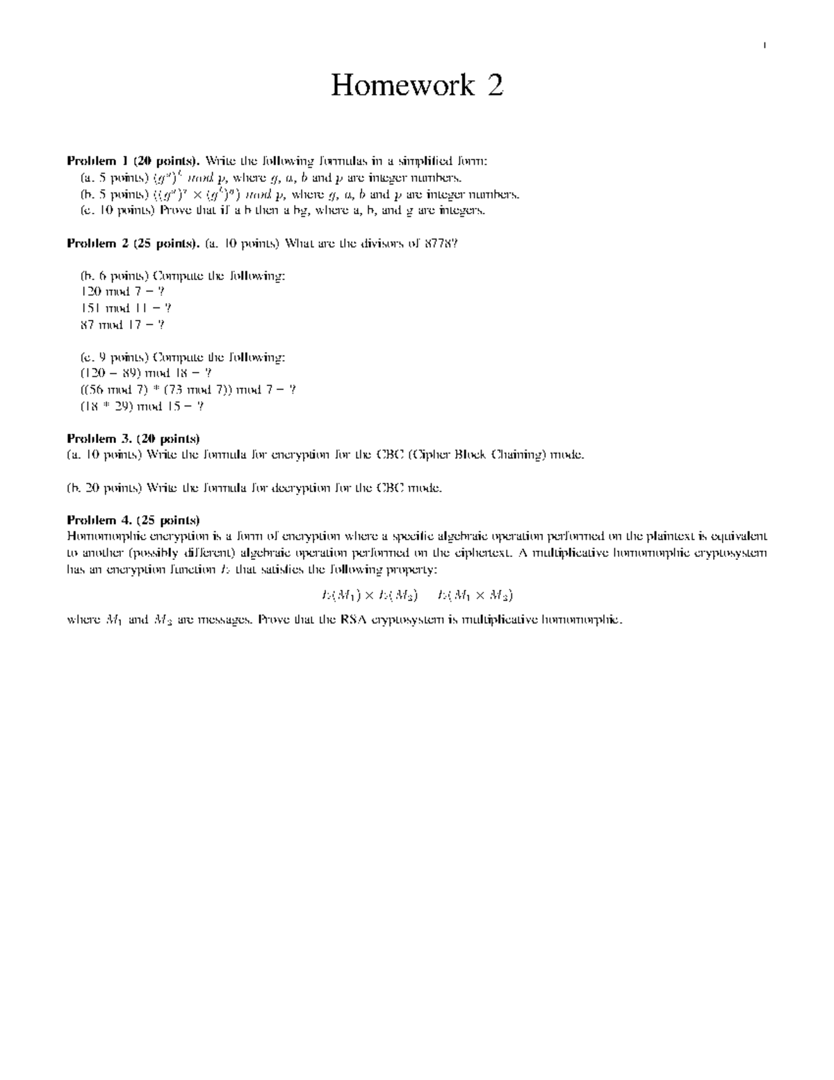 Homework 2 - 1 Homework 2 Write the following formulas in a form: (a. 5 ...