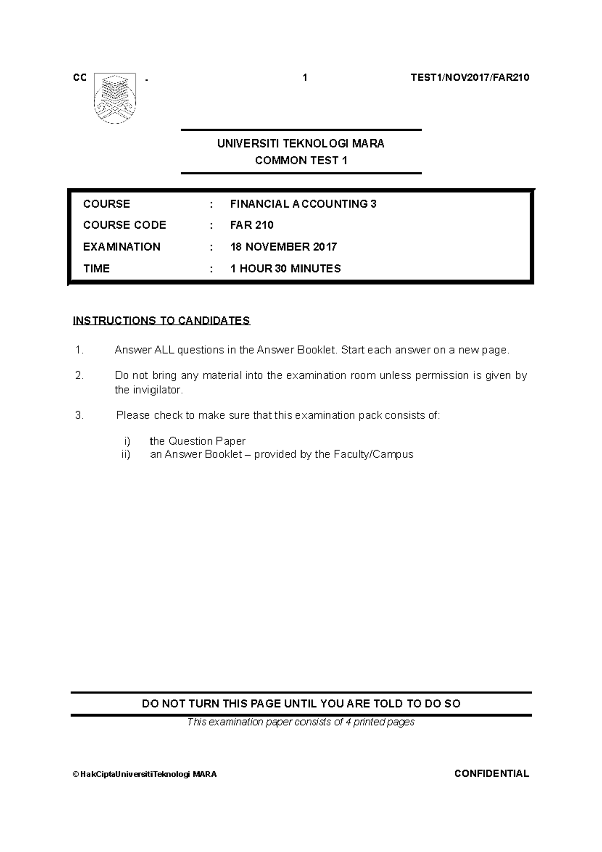 Sample/practice exam 18 November 2017, questions - UNIVERSITI TEKNOLOGI ...