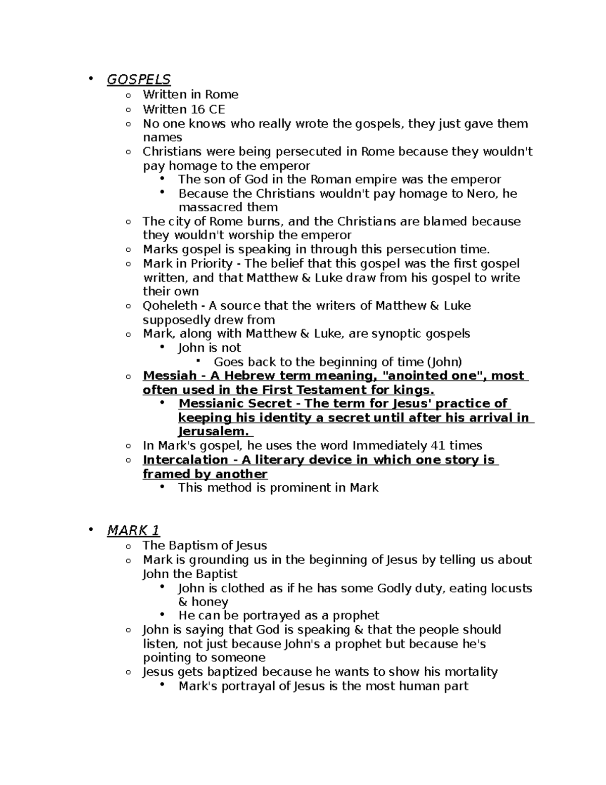 Gospels mark - GOSPELS o Written in Rome o Written 16 CE o No one knows ...