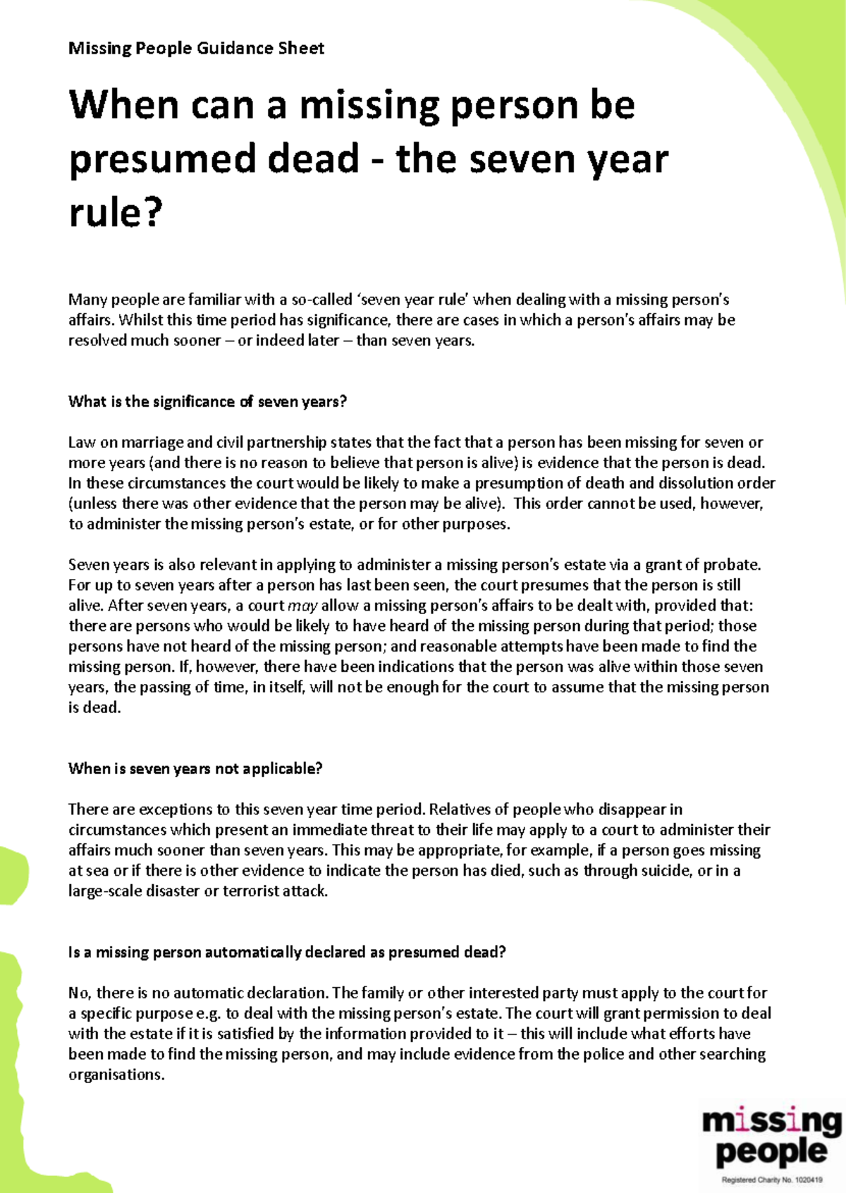 Seven years rule - yes - Many people are familiar with a so-called ...