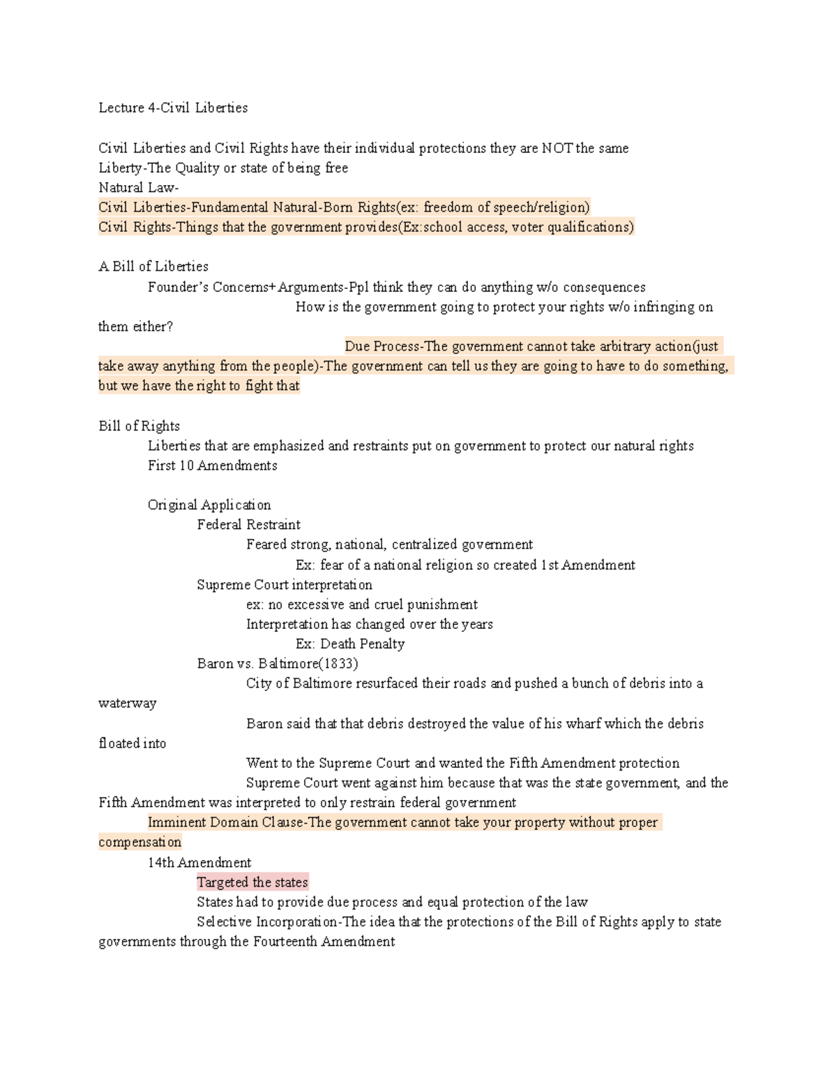 Lecture 4 - Lecture 4-Civil Liberties Civil Liberties and Civil Rights ...