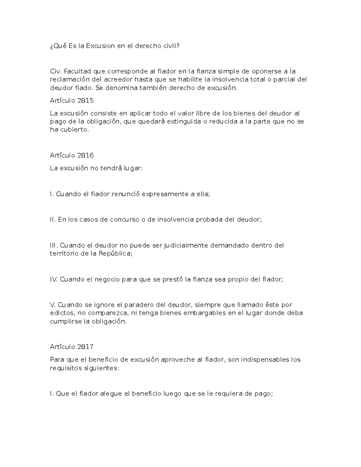 Qué Es la Excusion en el derecho civil - Facultad que corresponde al ...