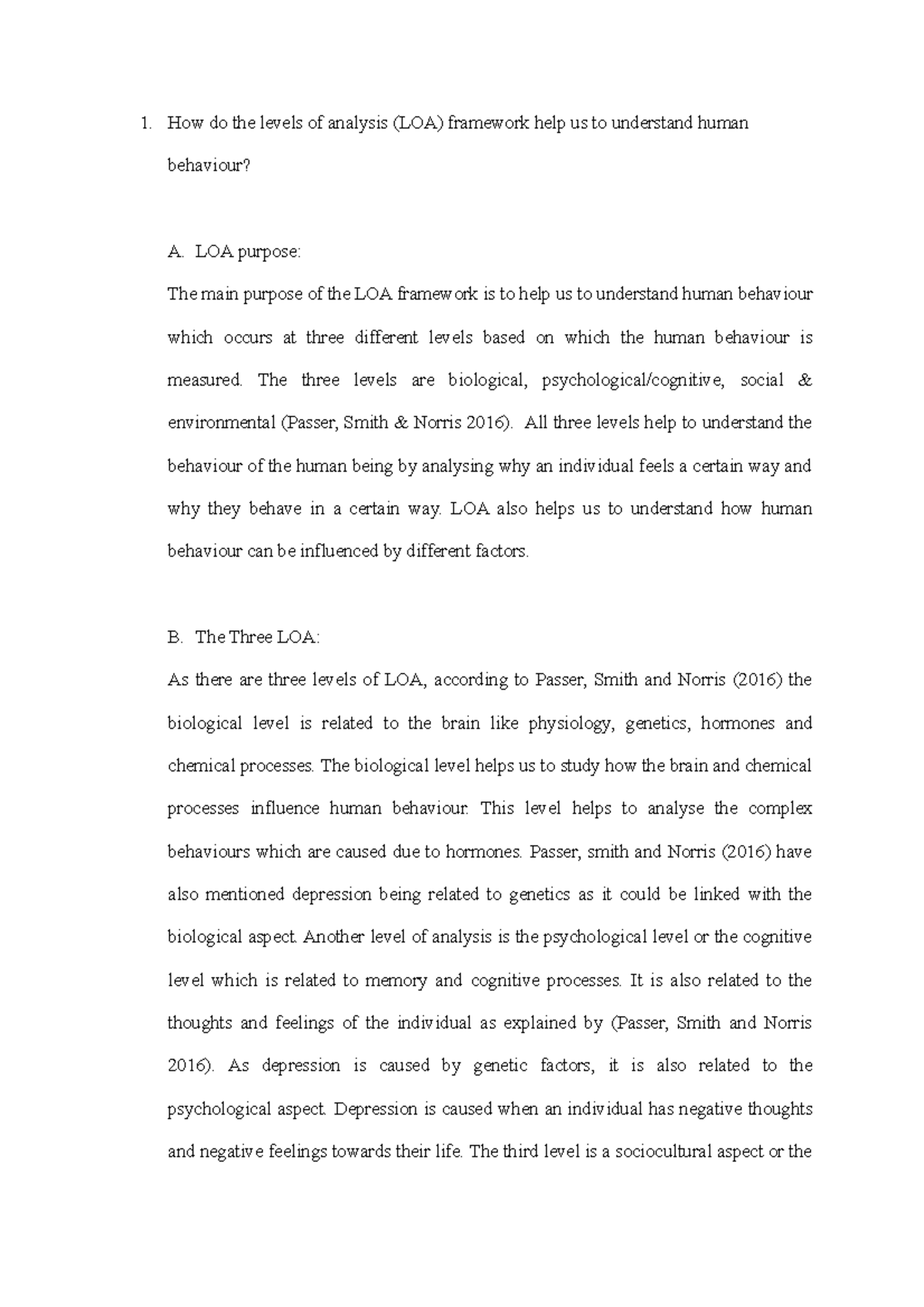 How do the levels of analysis - LOA purpose: The main purpose of the ...