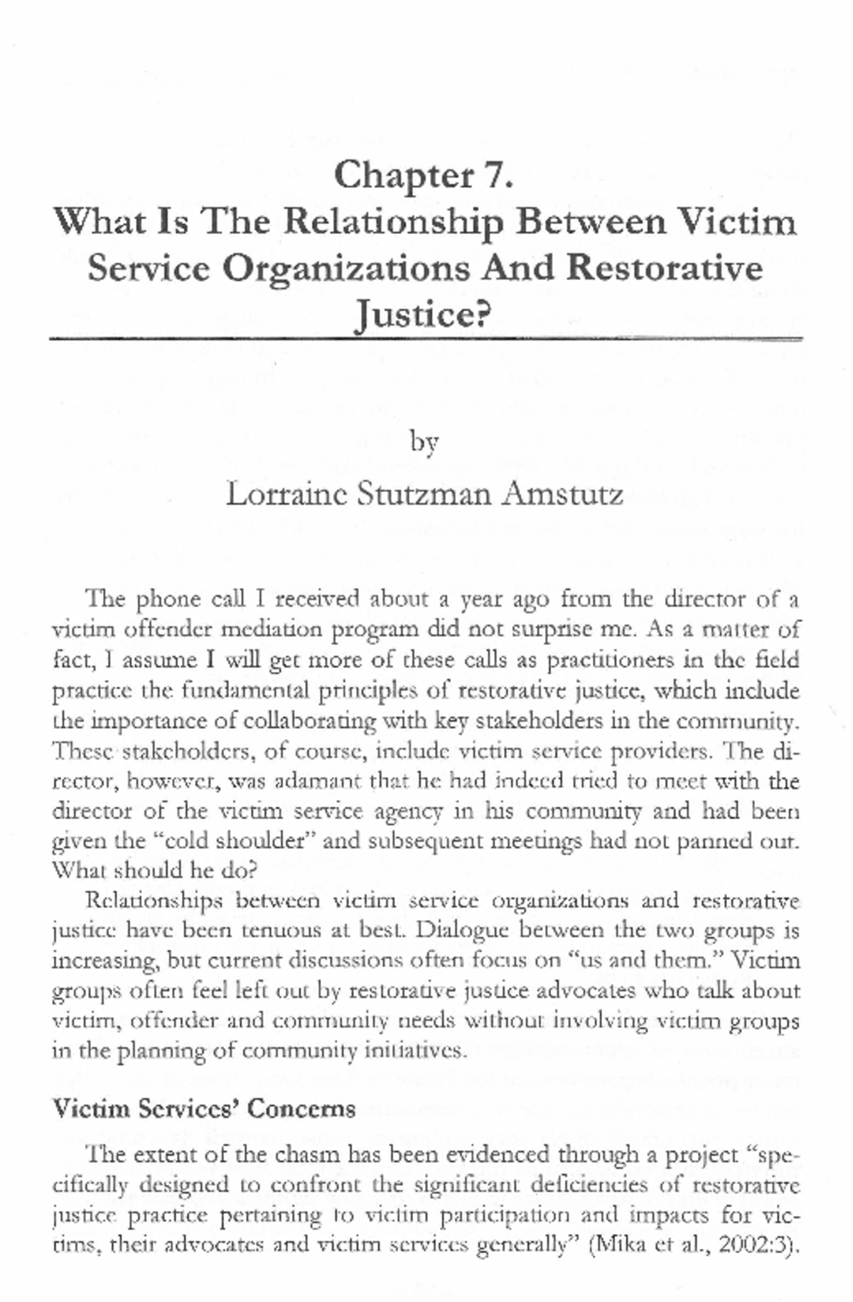 Chapt 7 What is the Relationship between Victim Service ... and R J ...