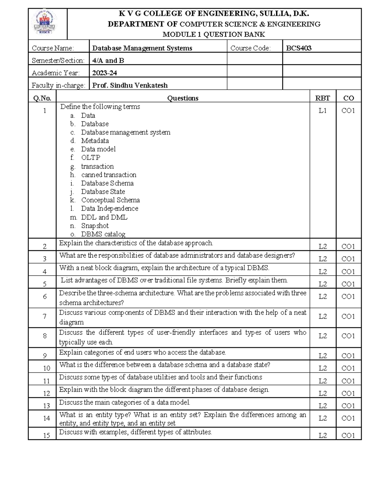 QB mod1 - K V G COLLEGE OF ENGINEERING, SULLIA, D. DEPARTMENT OF ...