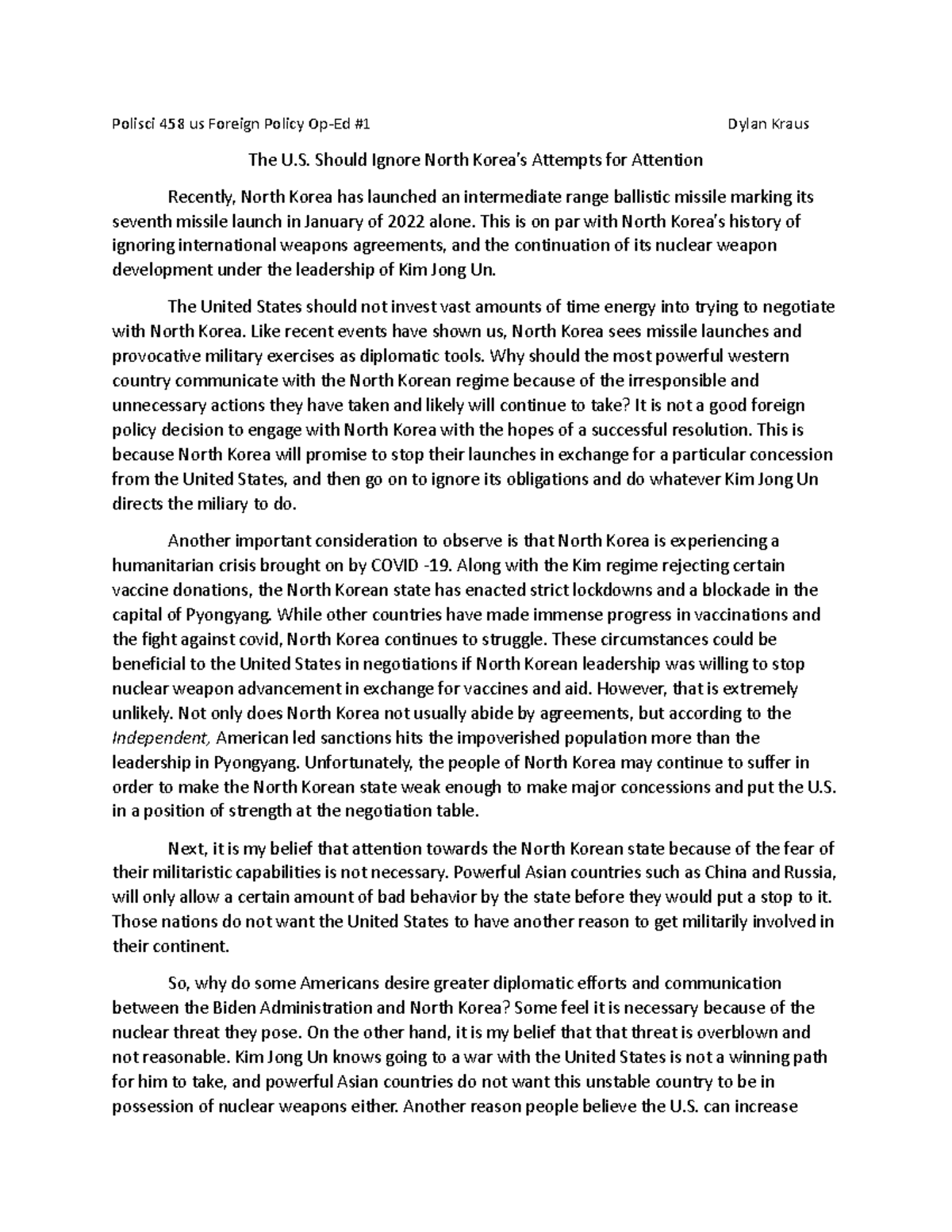 Ding OP ed number 1 - Opinion essay example. Utilizing the elements ...