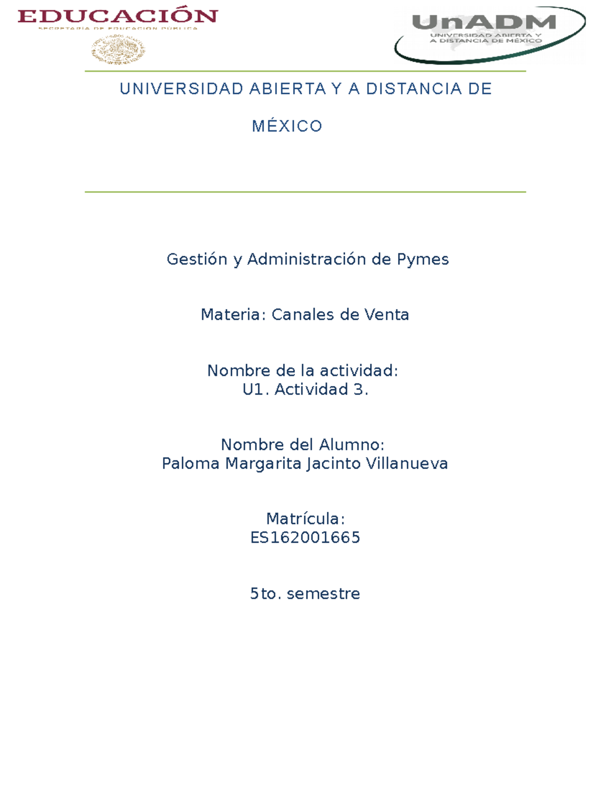 GCAV U1 A3 PAJV - apuntes - UNIVERSIDAD ABIERTA Y A DISTANCIA DE MÉXICO ...