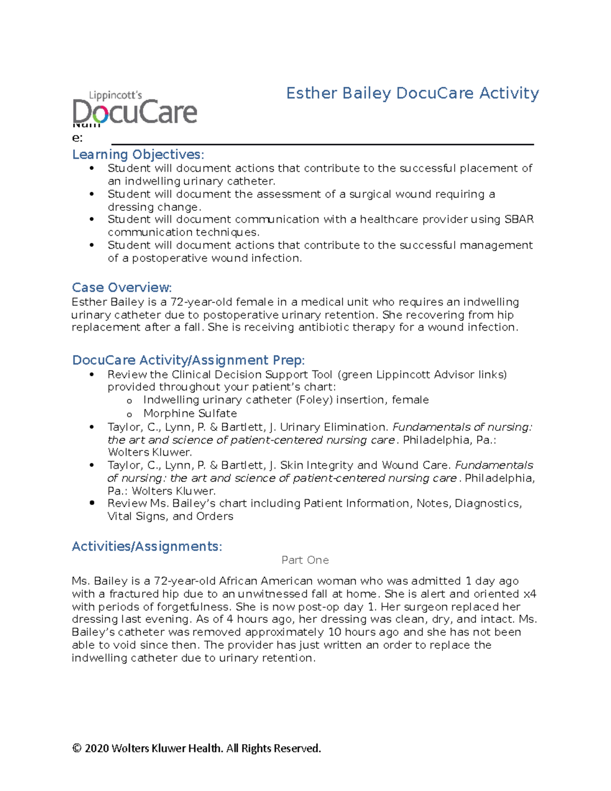 Esther Bailey Docu Care Activity-2 - Esther Bailey DocuCare Activity ...