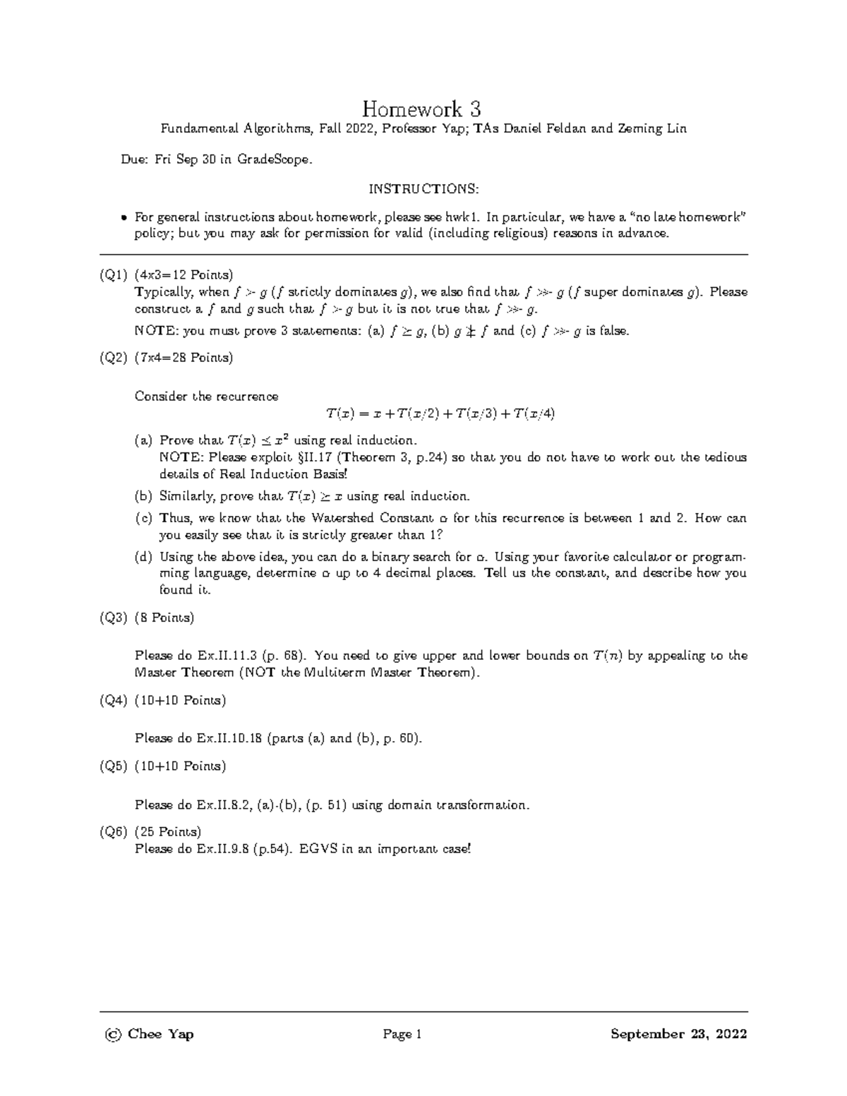 Hwk3-yap - homework preview - Homework 3 Fundamental Algorithms, Fall ...