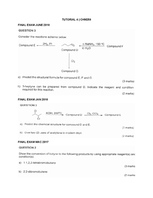 Tutorial 6 Chapter 6 CHM 258 - Organic chemistry - UiTM - Studocu