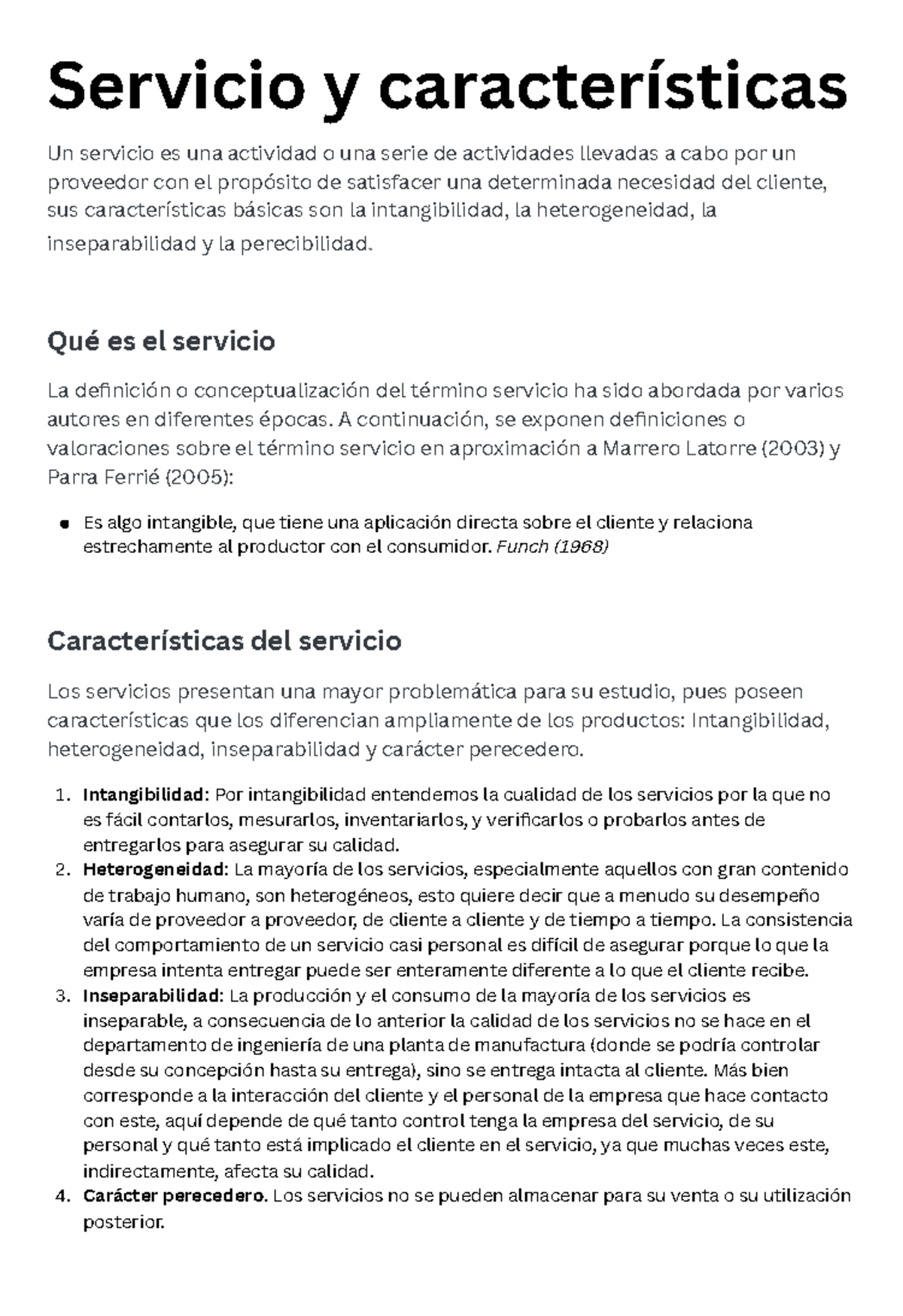 Servicio y características - Servicio y características Un servicio es ...
