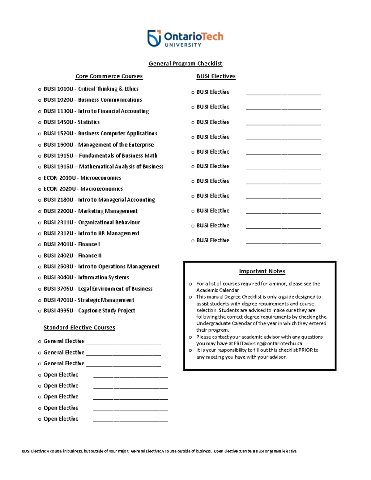 Course Map for Commerce - BUSI Elective : A course in business, but ...