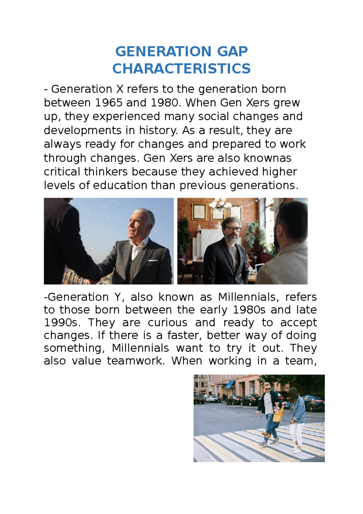 Generation GAP Characteristics - GENERATION GAP CHARACTERISTICS ...