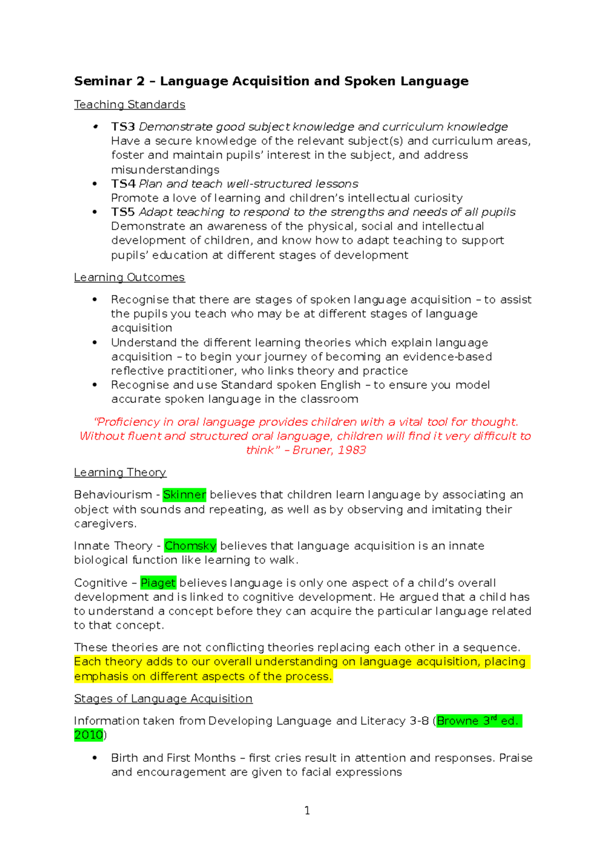 Seminar 2 - Language Acquisition - Seminar 2 – Language Acquisition and ...