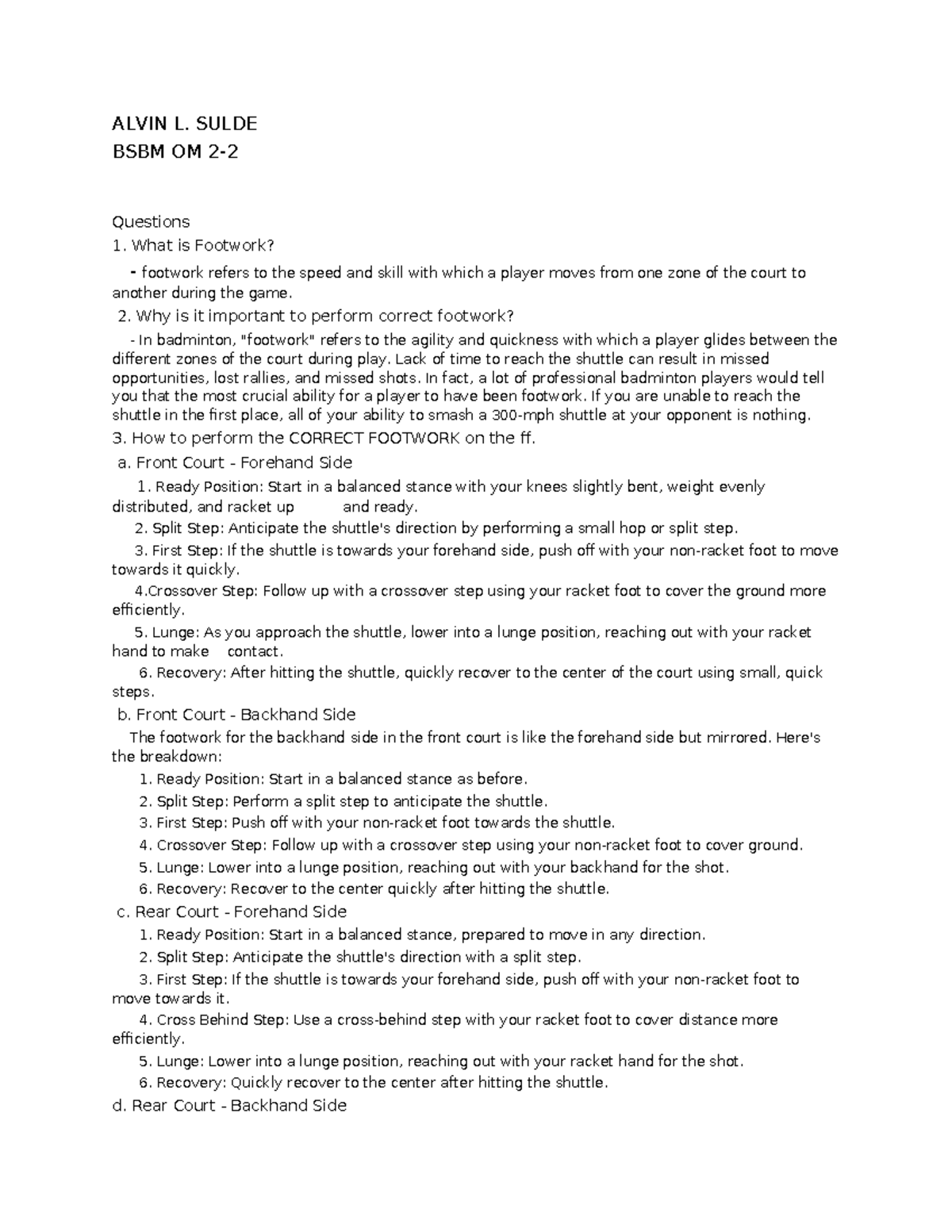 FITT 4 LECTURE ABOUT - ALVIN L. SULDE BSBM OM 2- Questions 1. What is ...