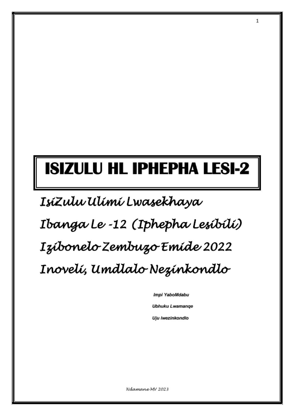 Isizulu home - Studocu