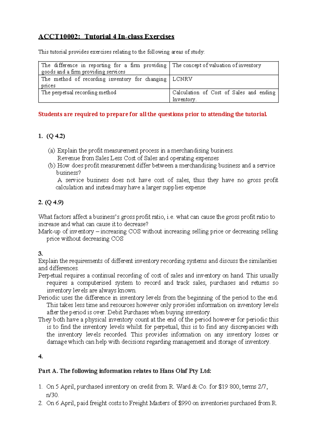 ACCT10002 Tutorial 4 In-class Exercises - ACCT10002: Tutorial 4 In-class Exercises This tutorial ...