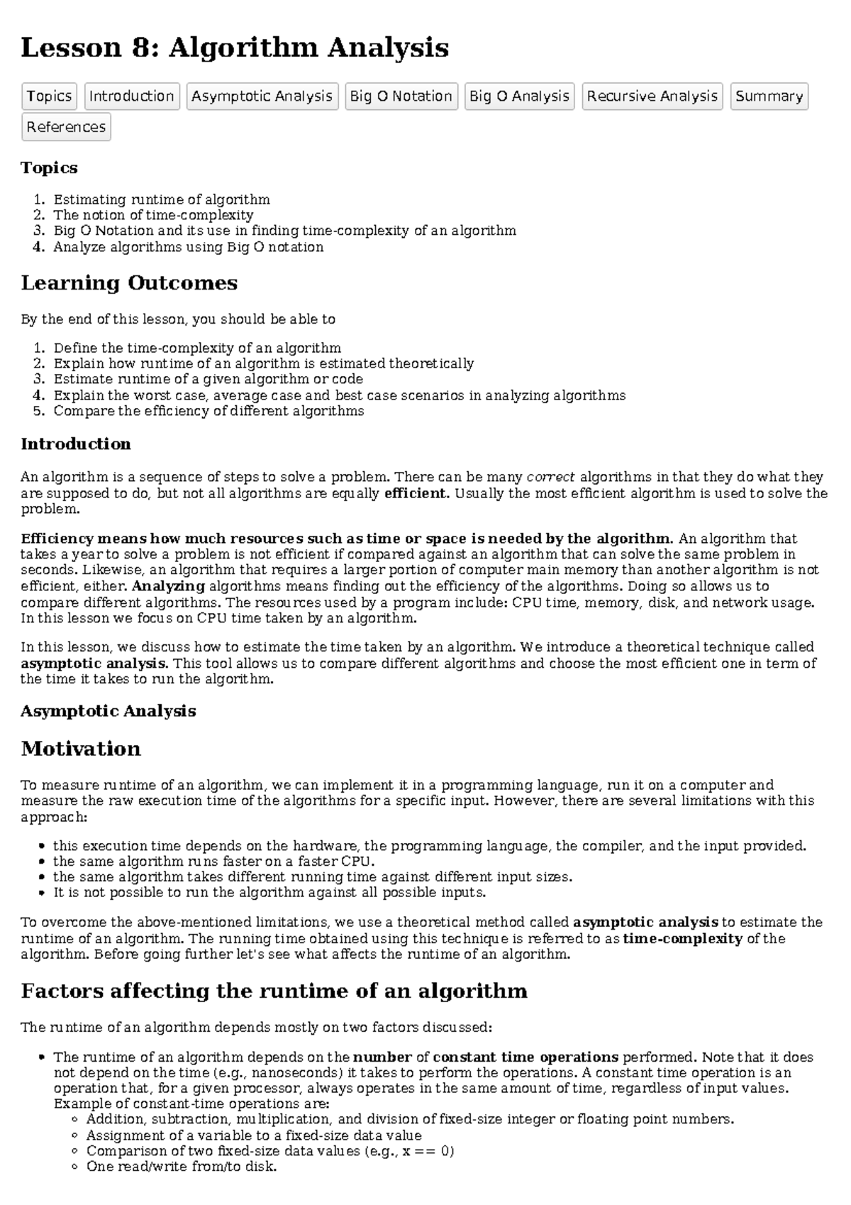 L08 Algorithm L08 Algorithm Lesson 8 Algorithm Analysis Topics Introduction Asymptotic 5610