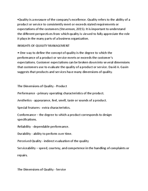 MGT 303- Operations Management in TQM Reviewer 1 - CHAPTER 7: DESIGN OF ...