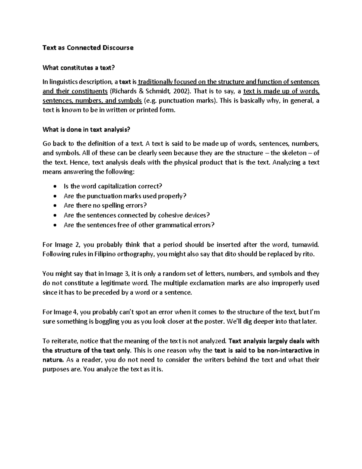 Text as Connected Discourse - That is to say, a text is made up of ...