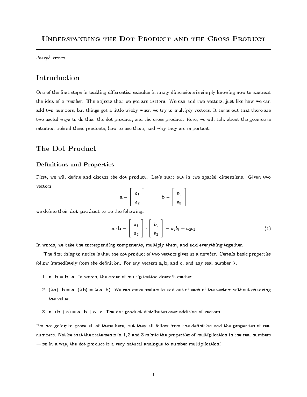 Understanding the Dot Product and the Cross Product - The objects that ...