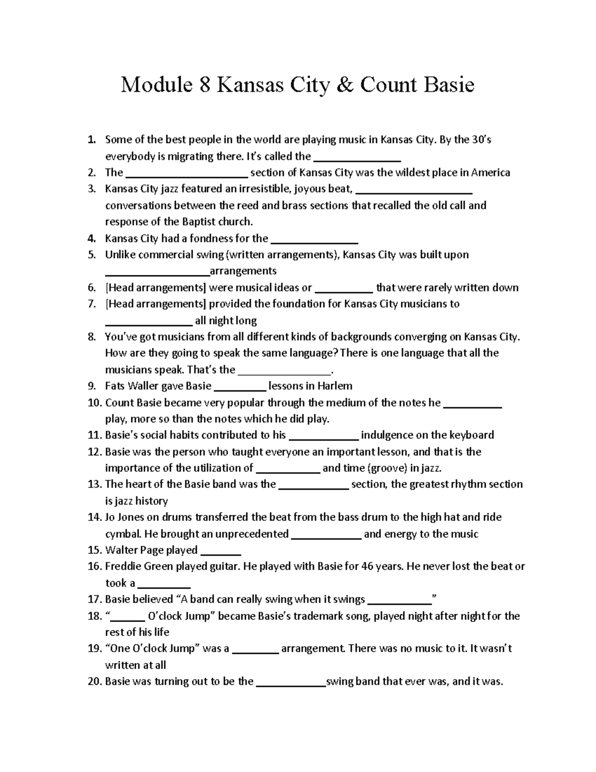 Module 8 Kansas City - answer all 25 questions - Module 8 Kansas City ...