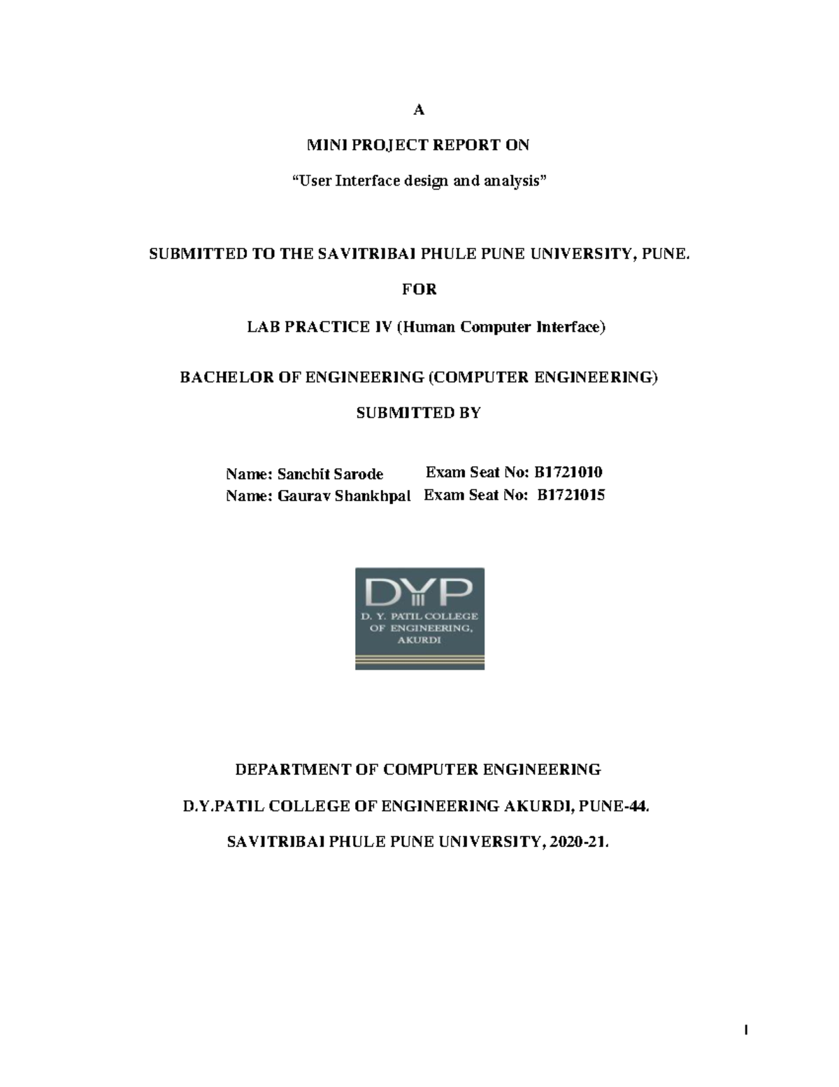 HCI Mini Projectsanchit - A MINI PROJECT REPORT ON “User Interface ...