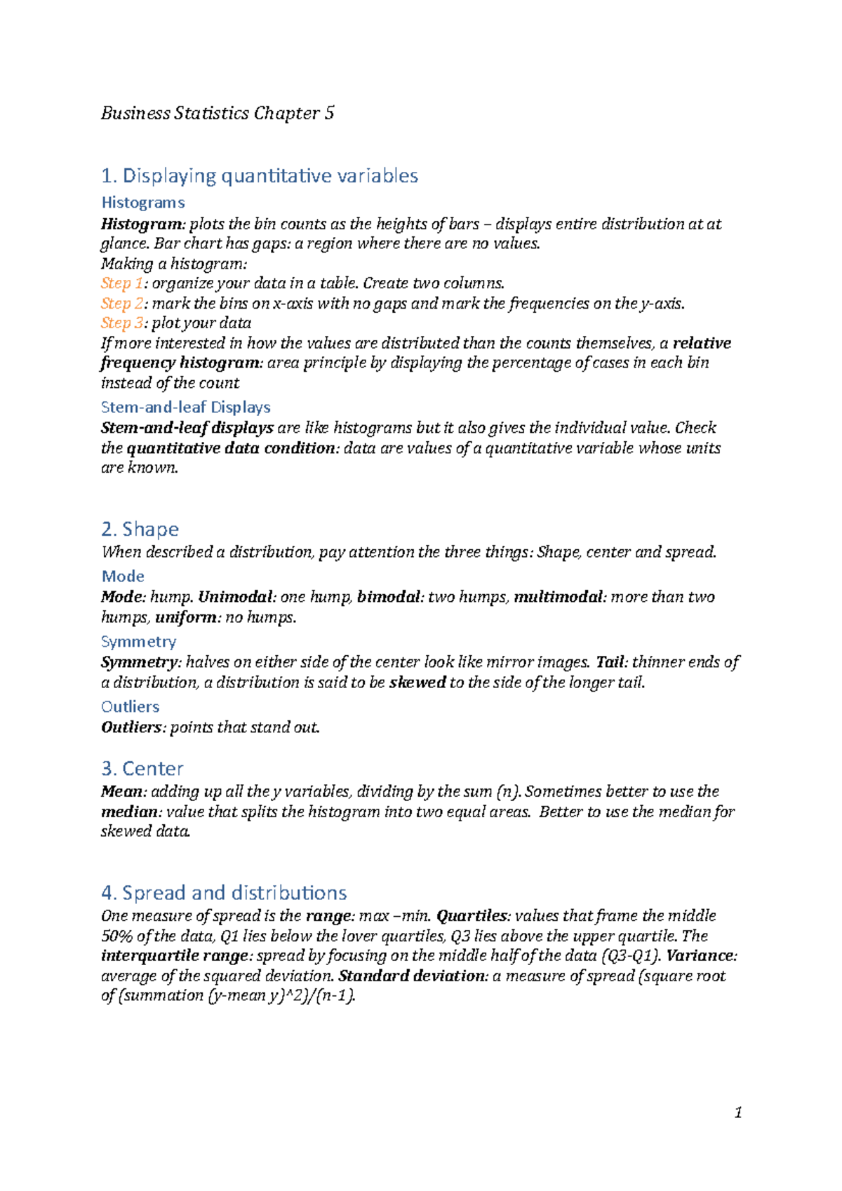 Business statistics Chapter 5 - Displaying quantitative variables ... Business statistics Chapter 5 - Displaying quantitative variables ...