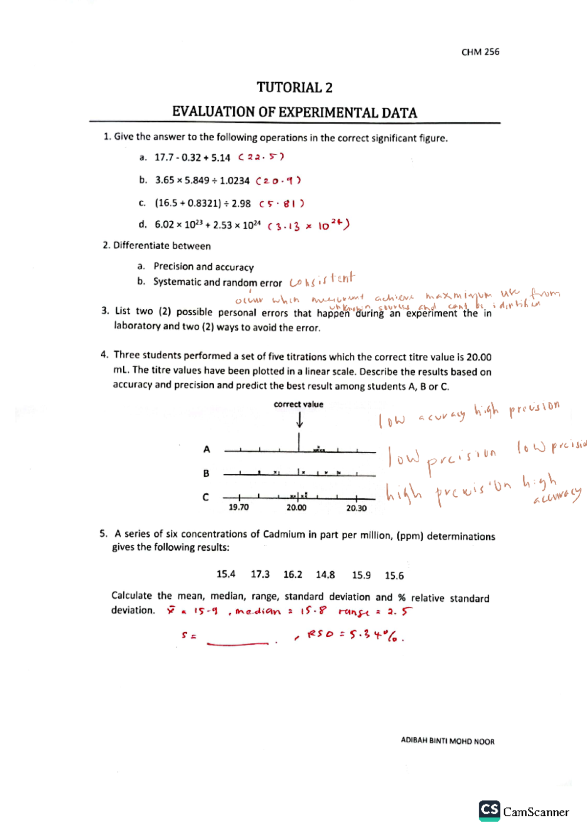 Tutorial 2 answer - Basic Analytical Chemistry - CamScanner CamScanner ...