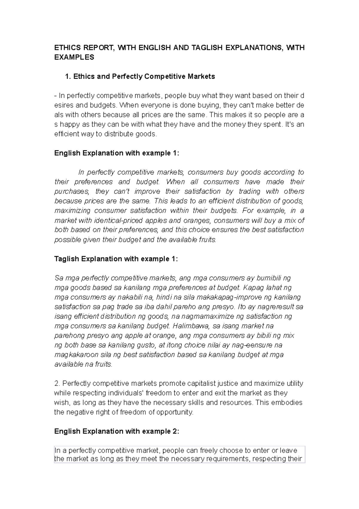 Ethics Report WITH Explanation - ETHICS REPORT, WITH ENGLISH AND ...