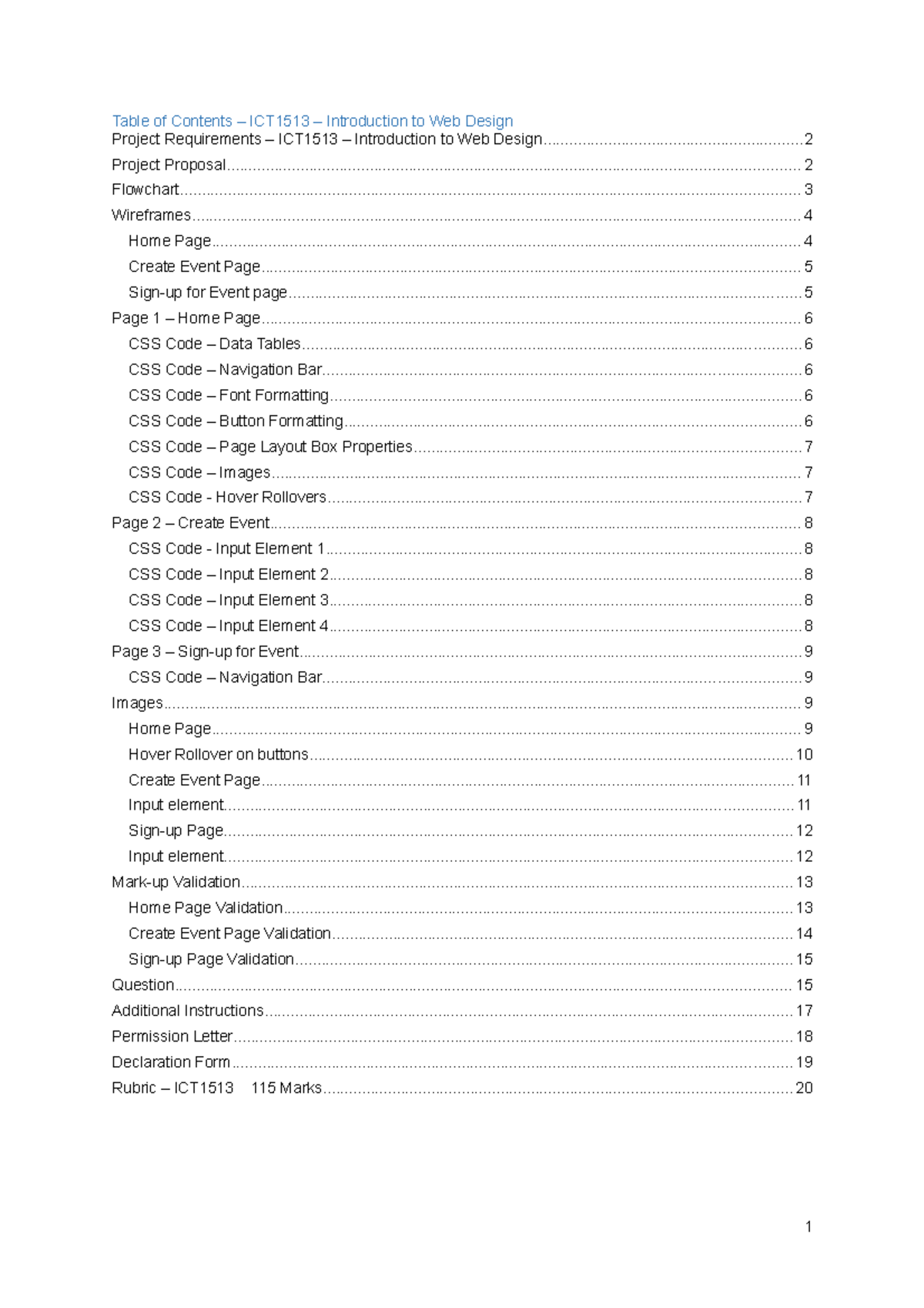 ICT assigment 4 2020 - Table of Contents – ICT1513 – Introduction to ...