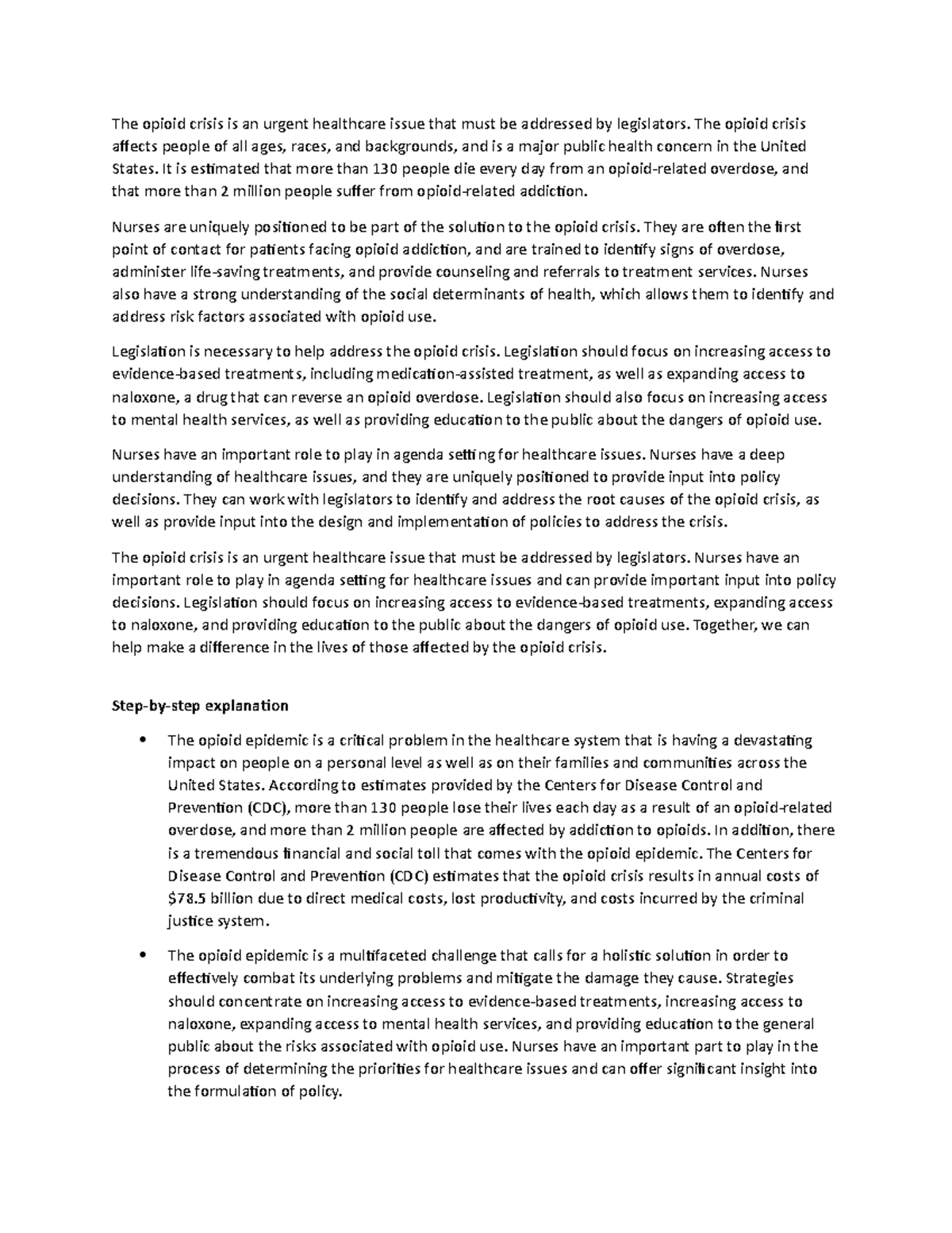 Fact sheet 1 - Course work. - The opioid crisis is an urgent healthcare ...